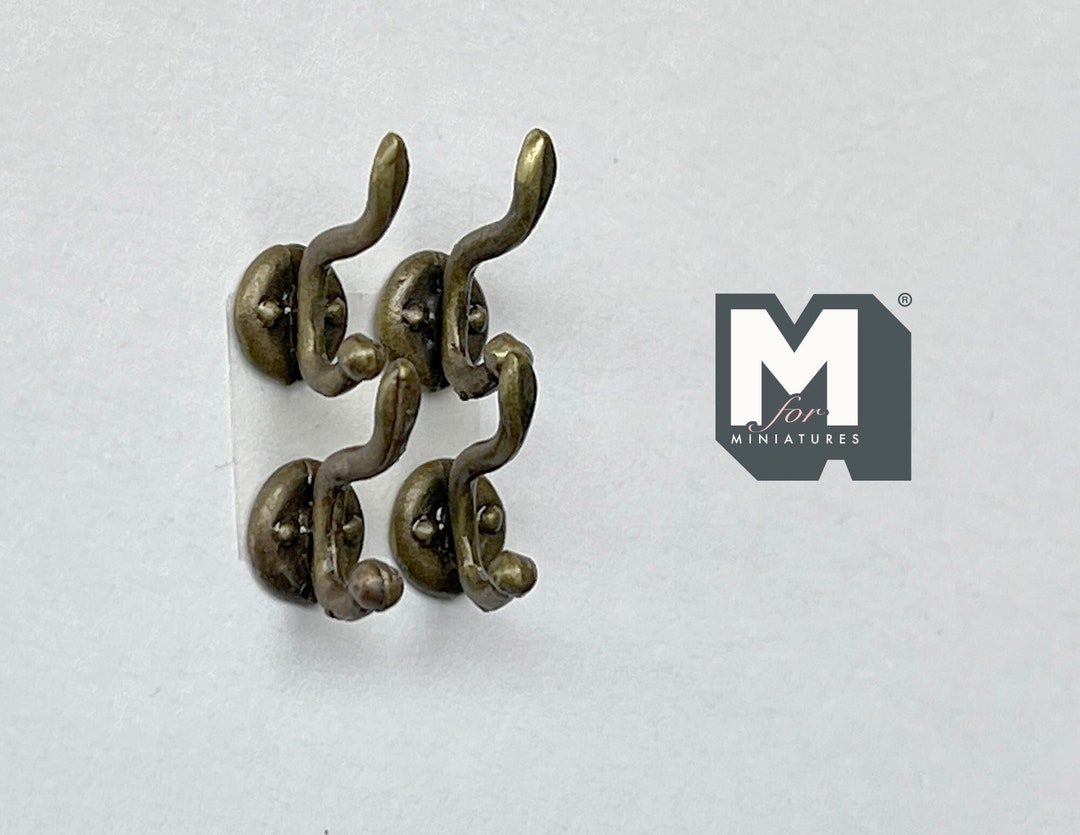 1:12 Miniature Metal Wall Hooks Set of 4 C050 - Etsy