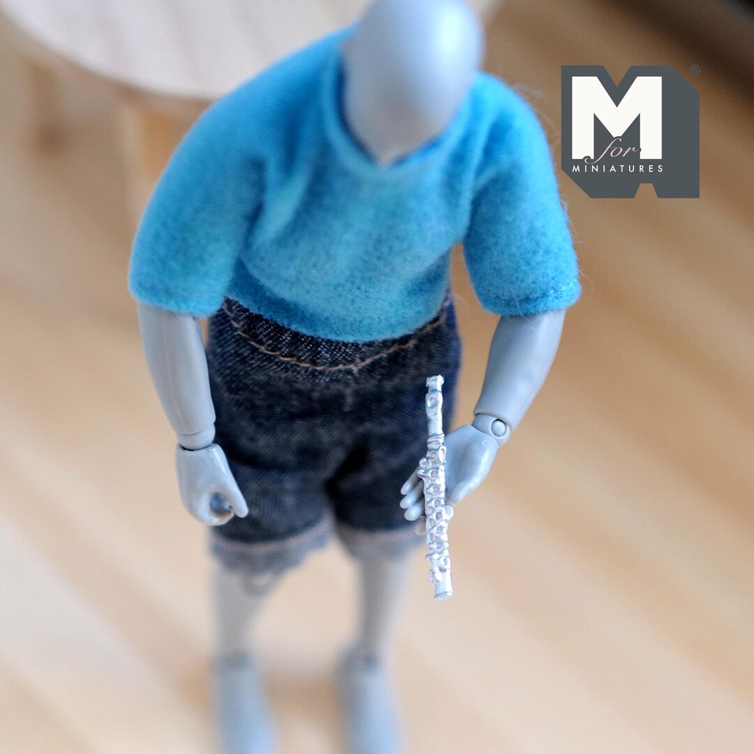 Miniature Flute 1:12 Scale Musical Instrument 1-3/16 Inch Long (metal ...