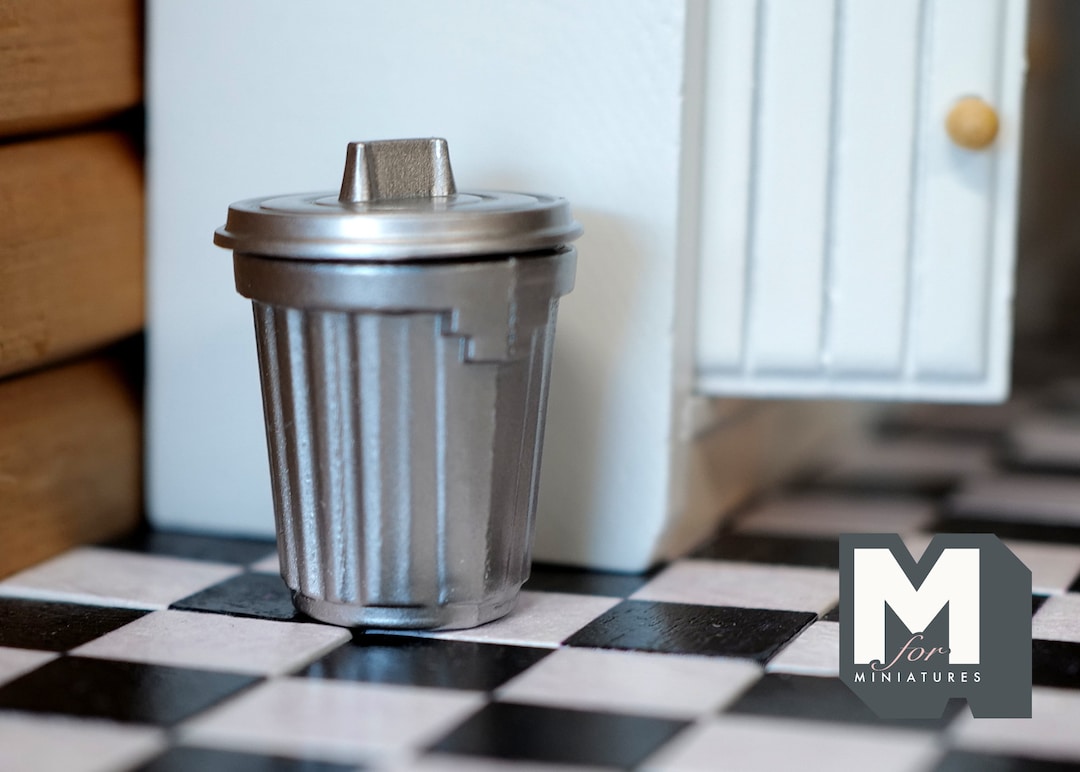 1:12 Dollhouse Miniature Metal Garbage Can, Miniature Trash Bin (small ...