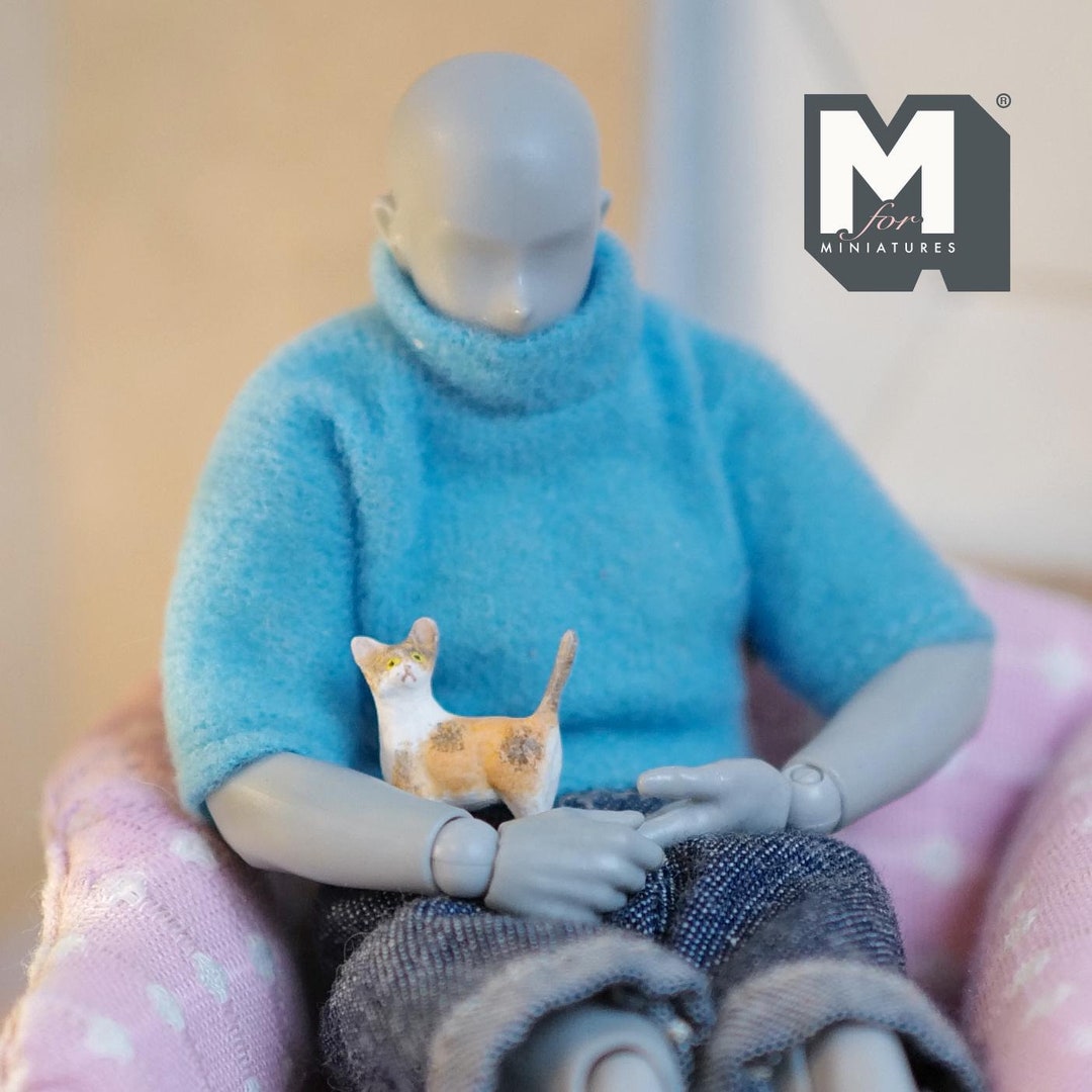 Miniature Standing Tabby Kitten 1:12 Scale Dollhouse Supplies Tabby Cat ...