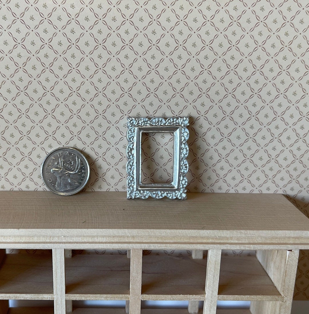 1:12 Miniature Ornate Rectangular Picture Frame (small Size) (silver ...