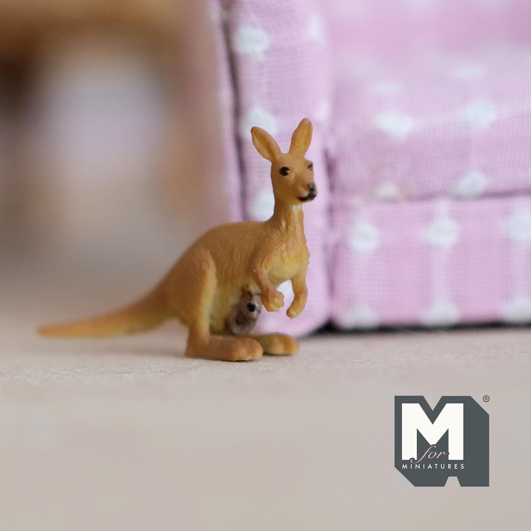 Miniature Kangaroo and Baby Joey 1:12 Scale Miniature Animal Baby ...