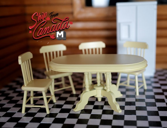 Toys Toys & Games Dollhouse dinning table set dolls house wooden 5 ...