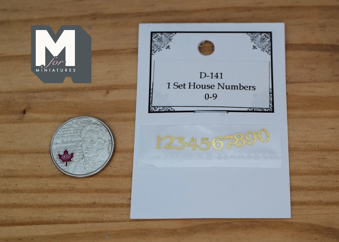 Dollhouse Gold Plated Brass House Numbers Miniature House Numbers ...