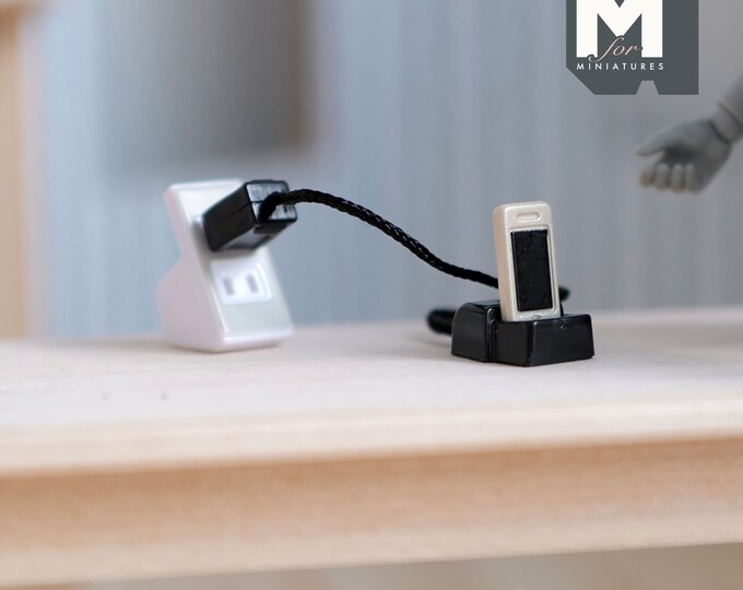 Miniature Phone Charging Dock Wall Outlet 1:12 Scale Dollhouse (plastic ...