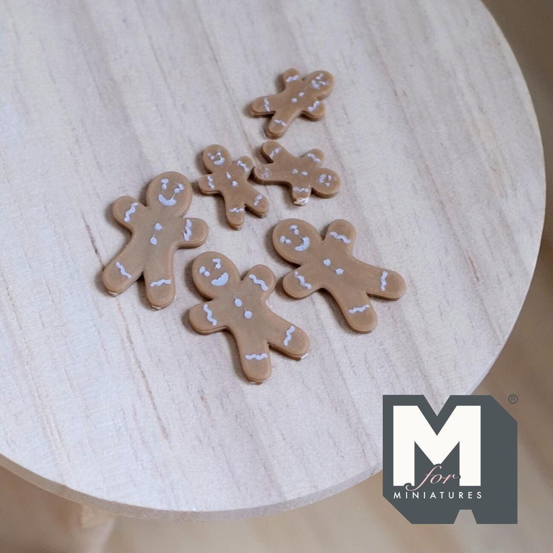 Miniature Gingerbread Men Set of 6 , 1:12 Scale Dollhouse Christmas ...