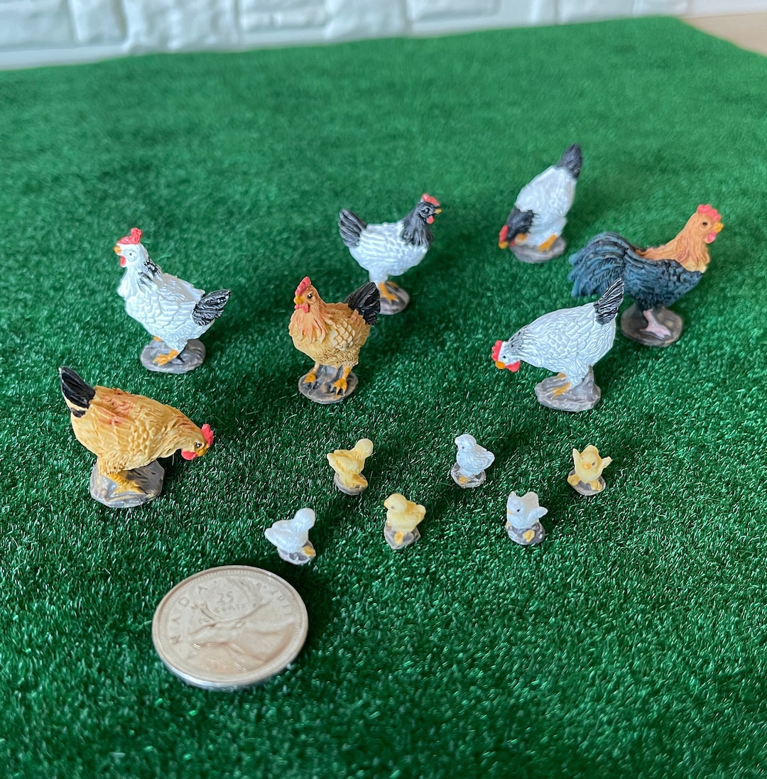 1:12 Assorted 13 Miniature Chickens , Miniature Hens , Miniature ...