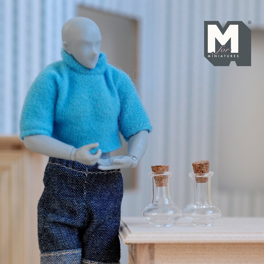 Dollhouse Miniature Glass Flask Wine Decanter Set of 2 , 1:12 Scale 7/8 ...