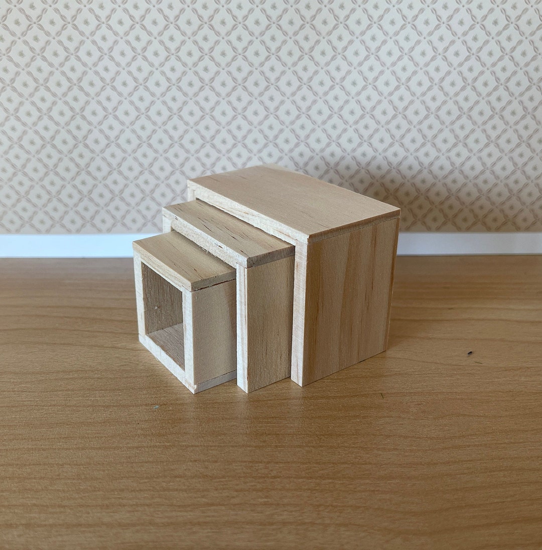 Dollhouse Unpainted Nesting Coffee Tables , 1:12 Scale Miniature ...