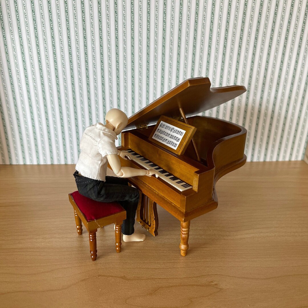 1:12 Dollhouse Miniature Grand Piano With Bench , Music Stand, Pedals ...