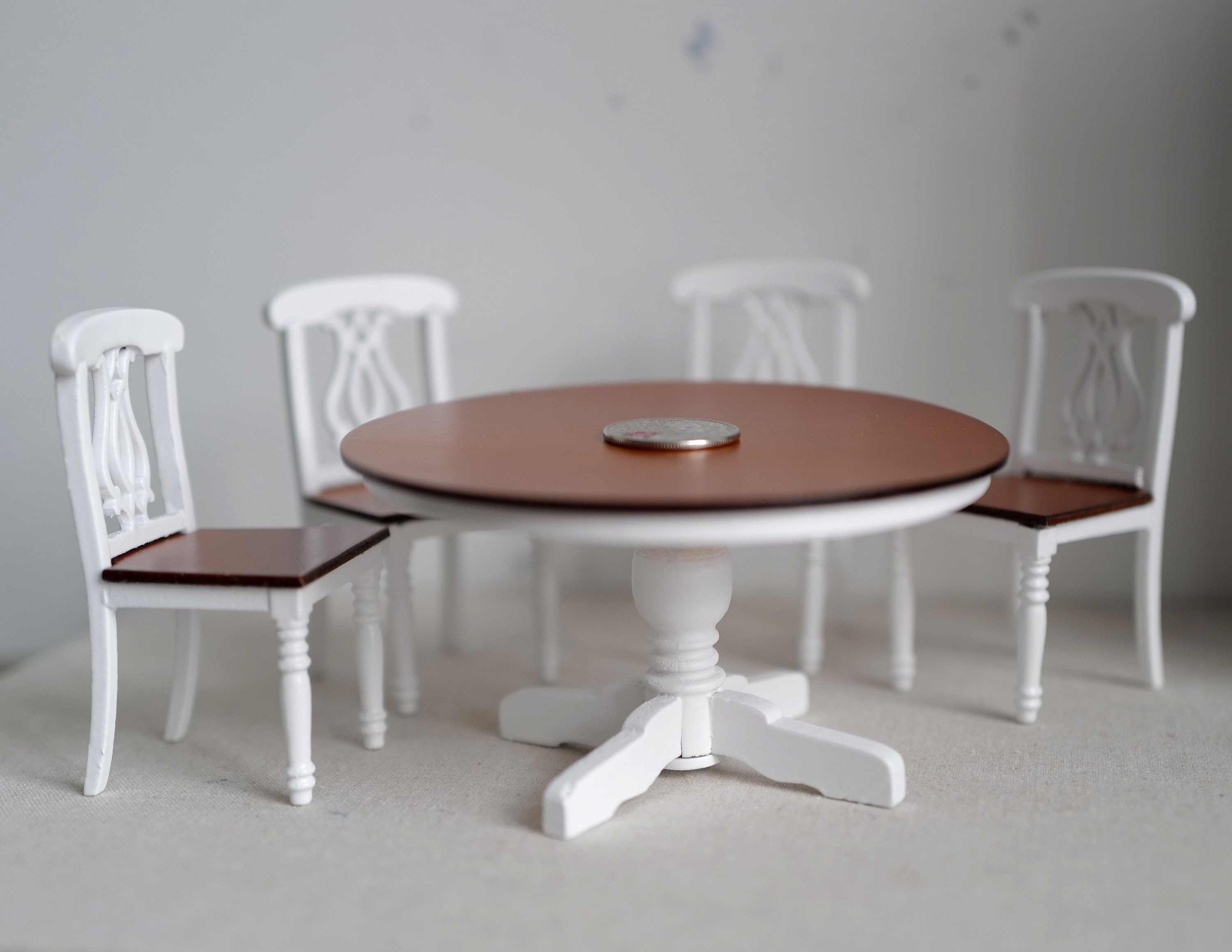 Toys Toys & Games Dollhouse dinning table set dolls house wooden 5 ...