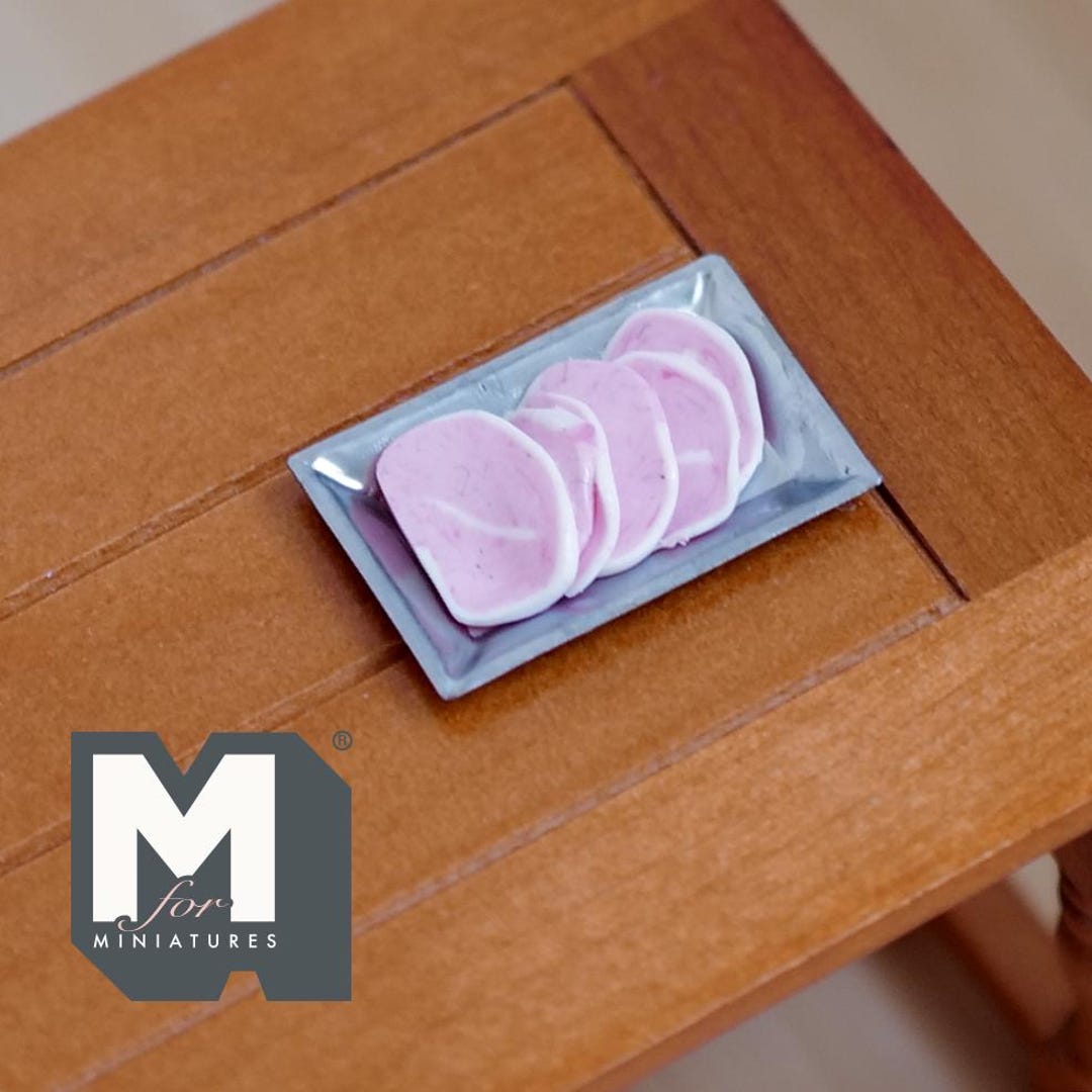 Miniature Sliced Ham on Tray 1:12 Scale Dollhouse Supplies Food Ham on ...