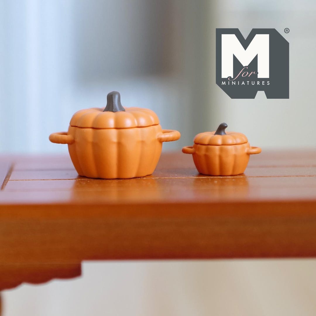 Miniature Pumpkin Cookware Set 1:12 Scale Dollhouse Halloween Themed ...