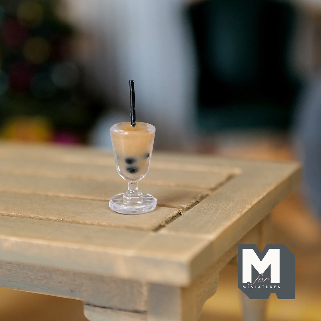 Dollhouse Supplies Miniature Bubble Tea With Pearl , 1:12 Scale Milk ...