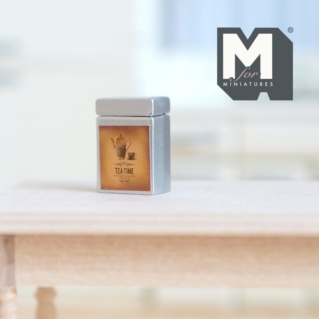 Dollhouse Miniature Tea Tin 1:12 Scale Metal Tea Box Tea Canister Tea ...