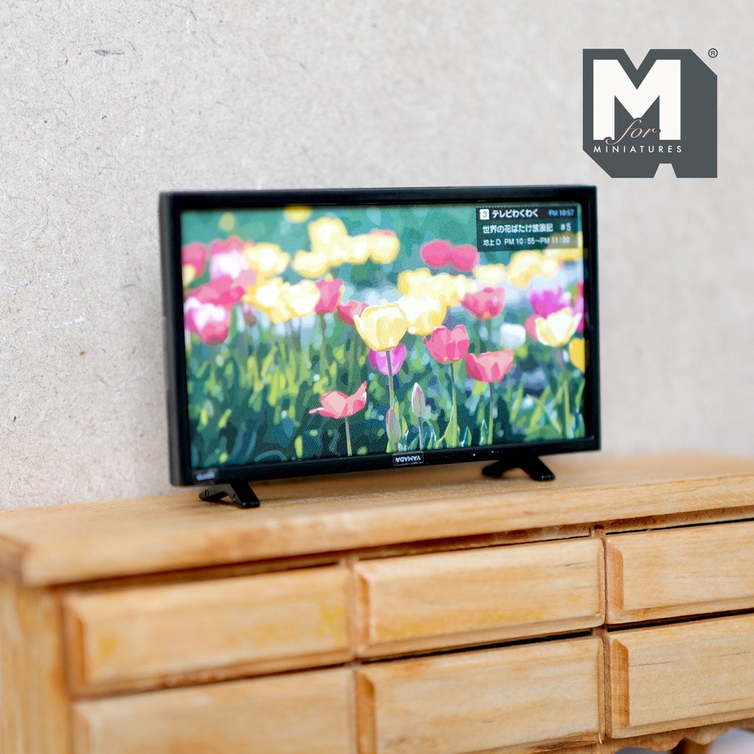 Dollhouse Supplies Television With Replaceable Screens 1:12 Miniature ...