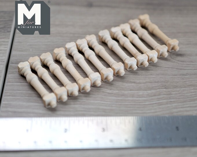Dollhouse Porch Spindle Set of 12 , Miniature 1:12 Scale Wooden ...