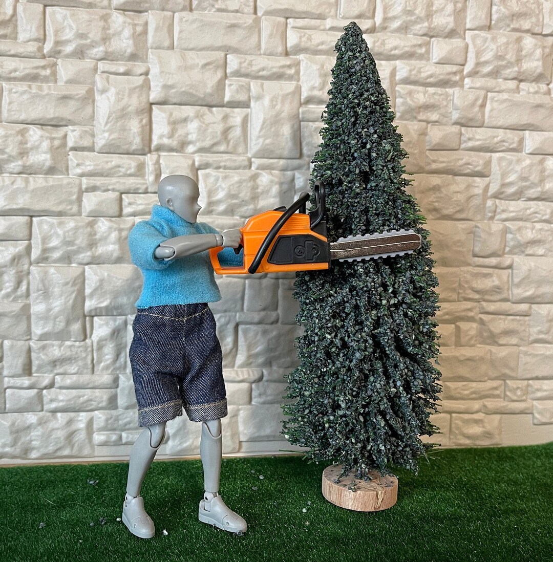 Miniature Chainsaw Plant Trimmer , 1:12 Scale Dollhouse Chain Saw Tree ...