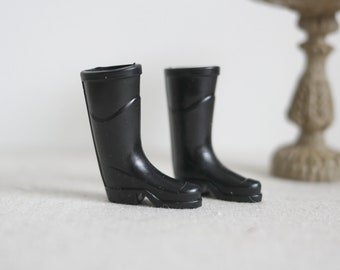 Miniature Black Boots, Mini Rubber Boots, Rain Boots, Galoshes ...