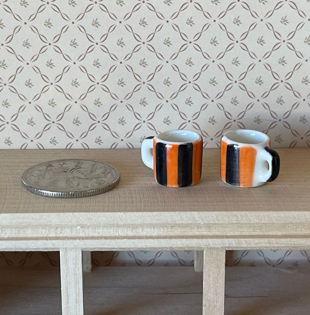 Miniature Ceramic Coffee Mug 1:12 Scale Dollhouse Mugs Set of 2 - A076 ...