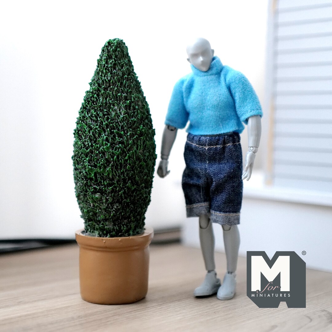 Miniature Topiary Plant With Round Base Pot 1:12 Scale Dollhouse Garden ...