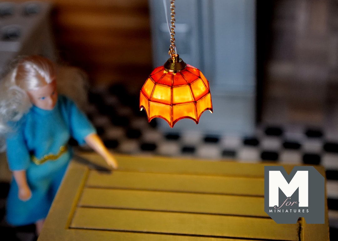 1:12 Dollhouse Supplies Miniature Red Pendant Light Ceiling Lamp ...