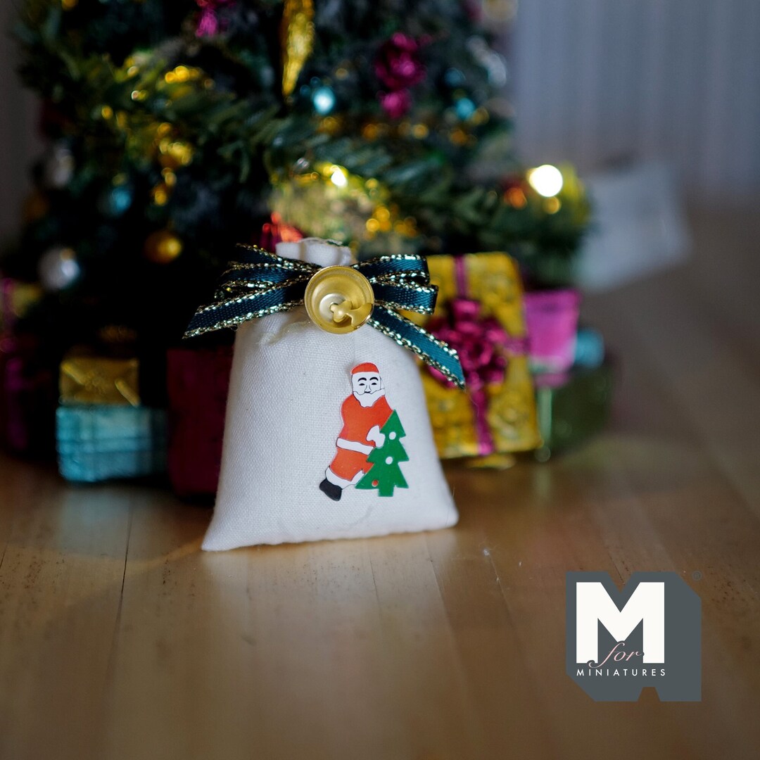 Miniature Christmas Santa's Sack With Bell , Dollhouse Supplies ...