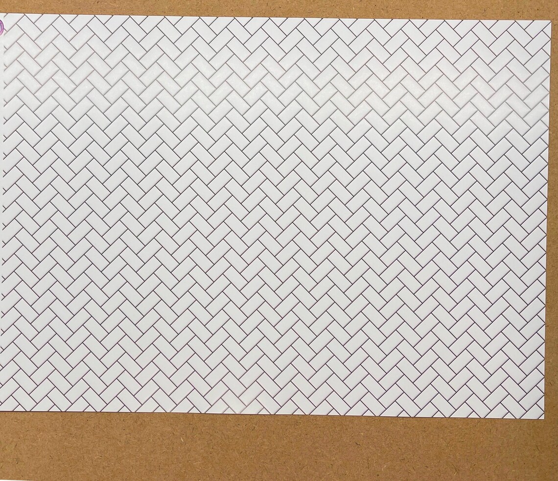 Embossed Dollhouse Wall Sheet Herringbone Metro Tiles Subway Tiles ...