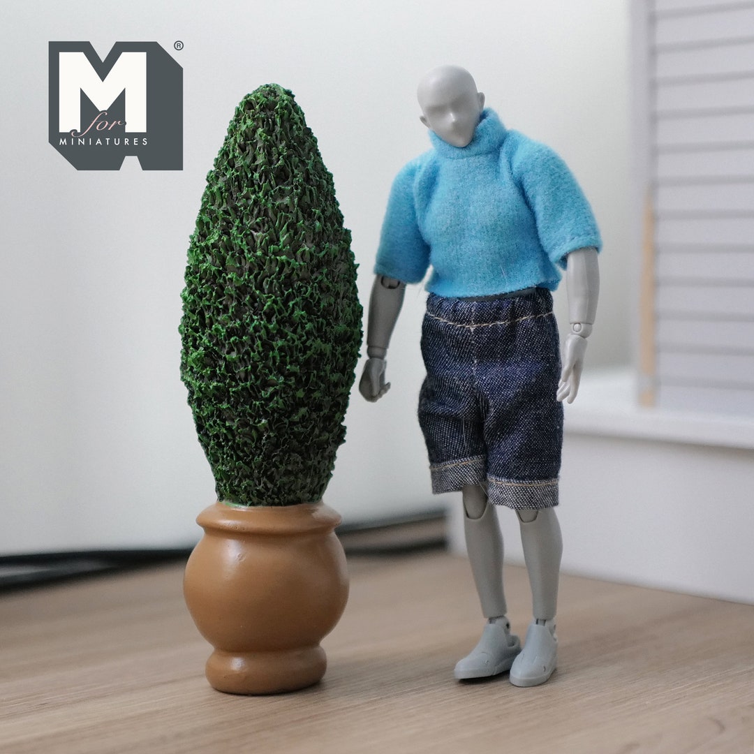 Miniature Topiary Plant With Round Base Pot 1:12 Scale Dollhouse Garden ...