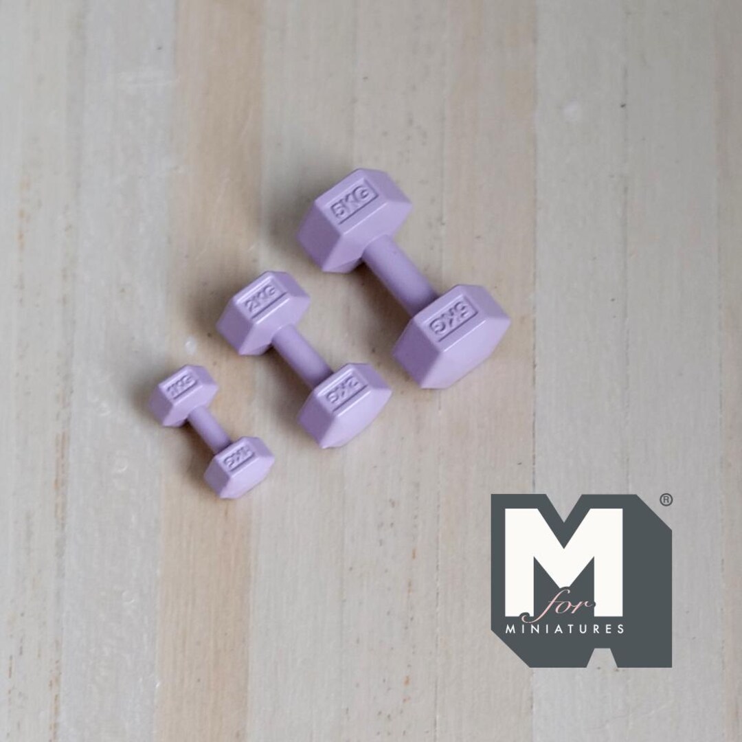 Miniature Hexagon Hand Weights 1:12 Scale Dollhouse Supplies Dumbbells ...