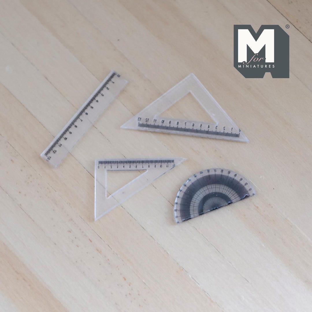 1:12 Dollhouse Miniature Geometry Kit Ruler Set Protractor, Ruler ...