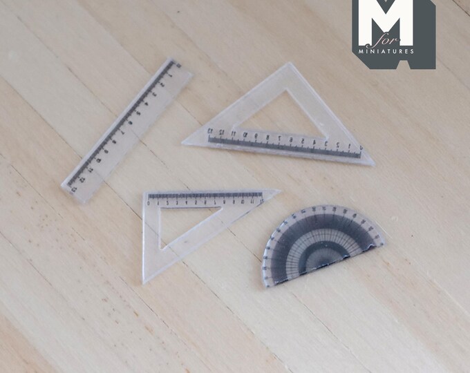 1:12 Dollhouse Miniature Geometry Kit Ruler Set Protractor, Ruler ...