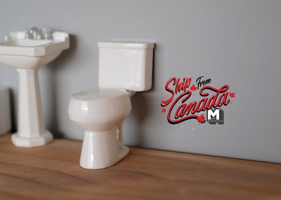 Dollhouse bathroom set dolls house 3-piece bath tub faucet sink mirror ...