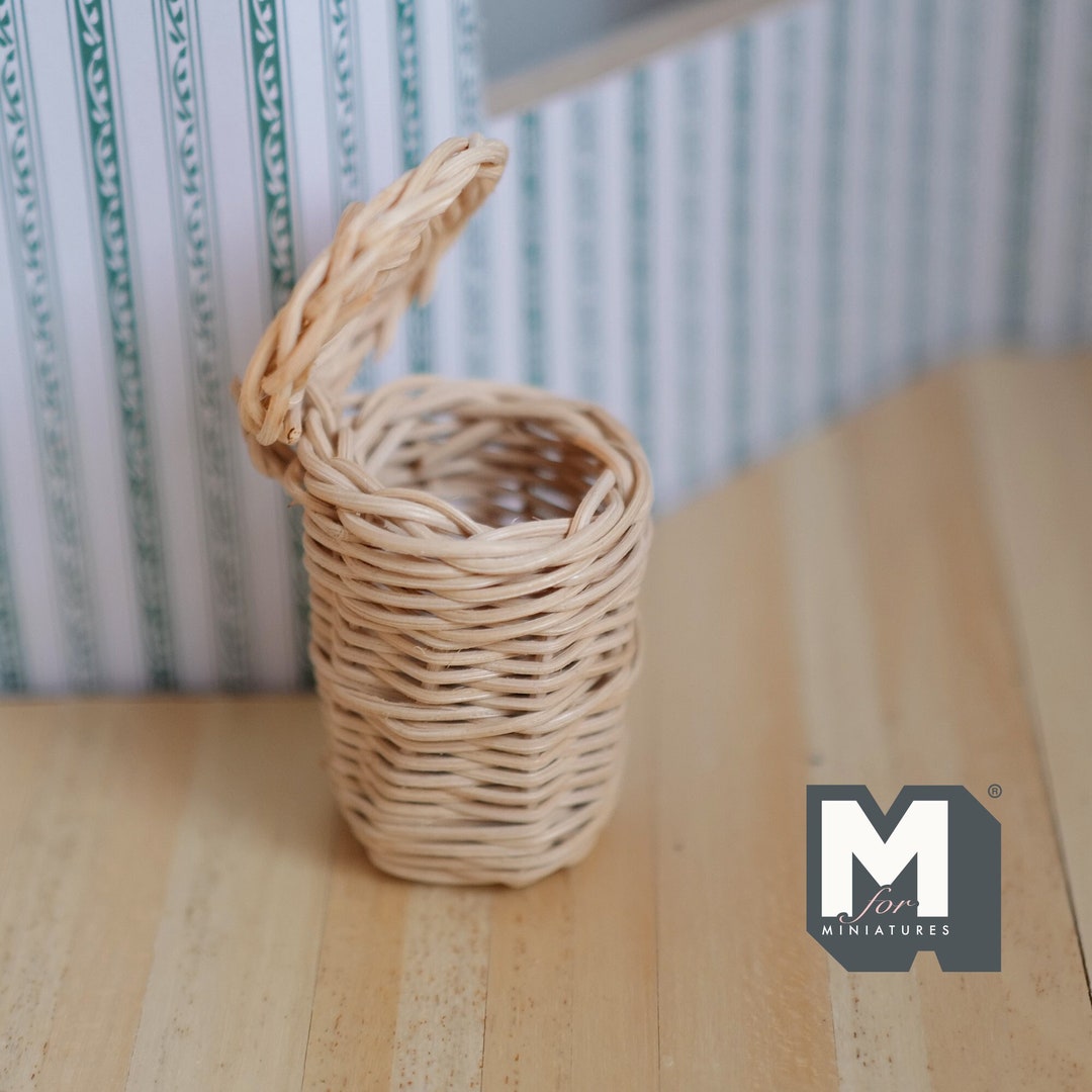 Miniature Wicker Laundry Hamper With Lid / Laundry Basket / Laundry Bin ...