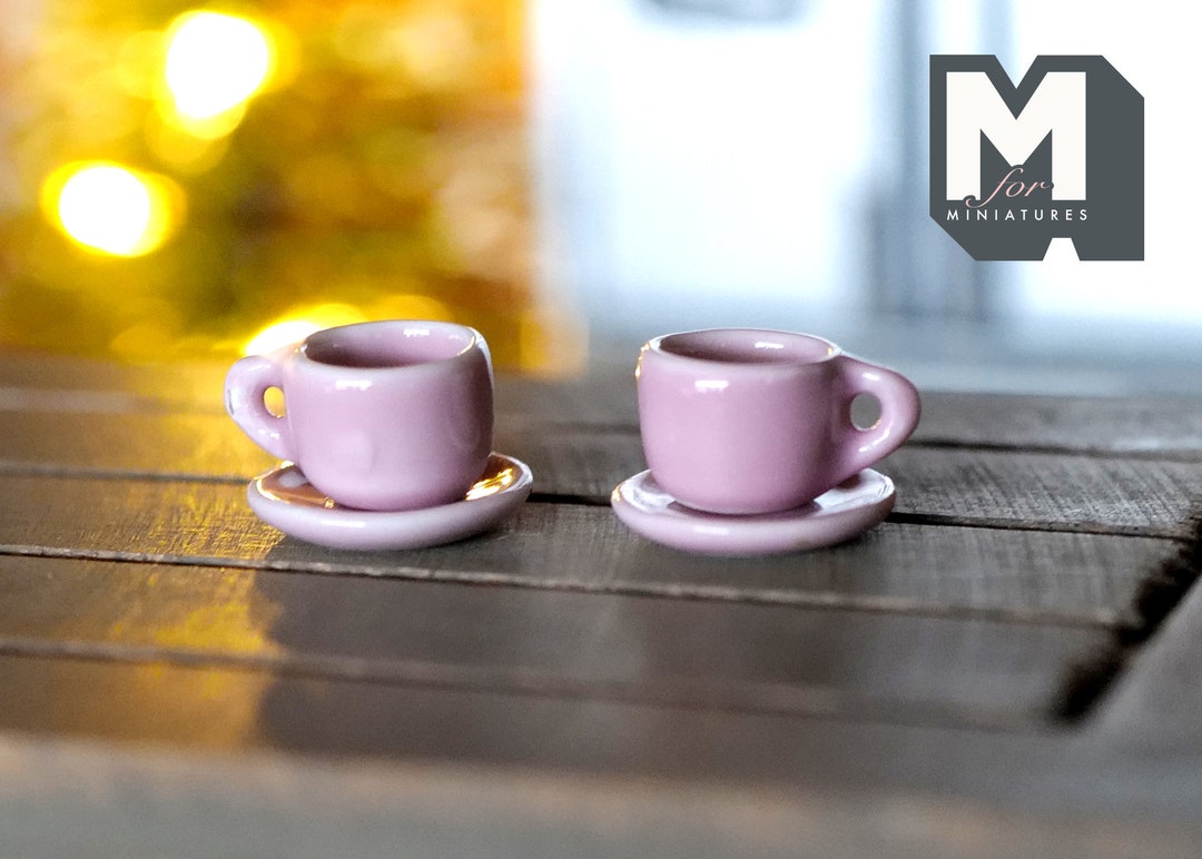 1:12 Miniature Ceramic Coffee Mug With Handle Tea Cup 2 Sets 4 Pcs ...