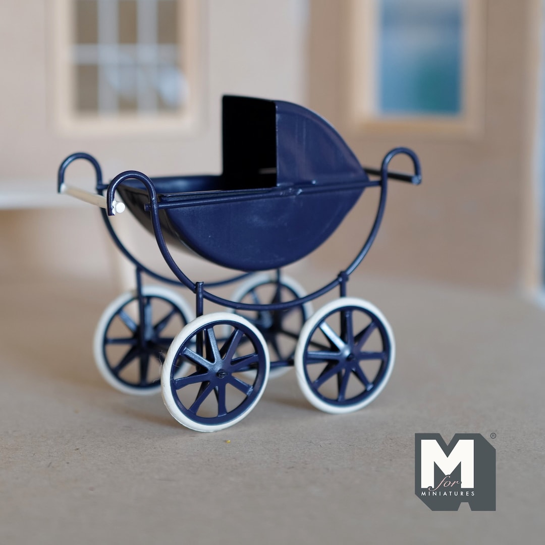 Dollhouse Miniature Carriage Cart , 1:12 Scale Miniature Metal Pram ...