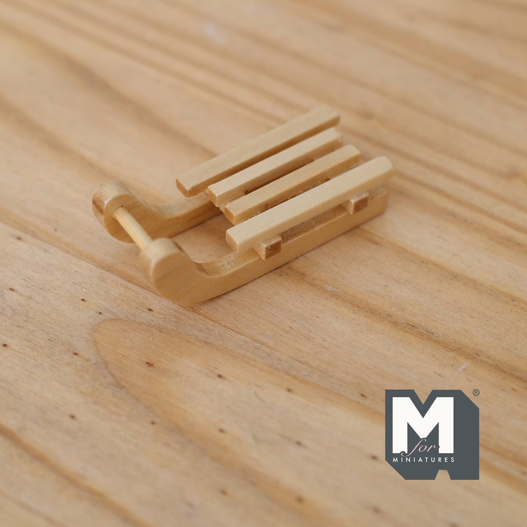 Miniature Sledge , 1:12 Scale Dollhouse Wooden Sledge , Toboggan ...