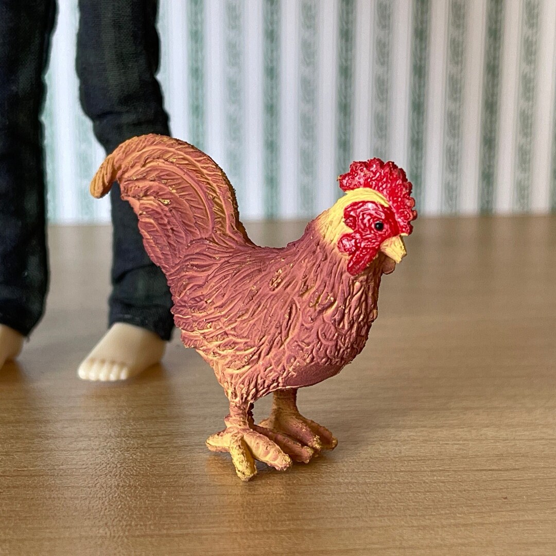 1:12 Miniature Rooster Figurine , Miniature Chicken , Miniature Hen ...