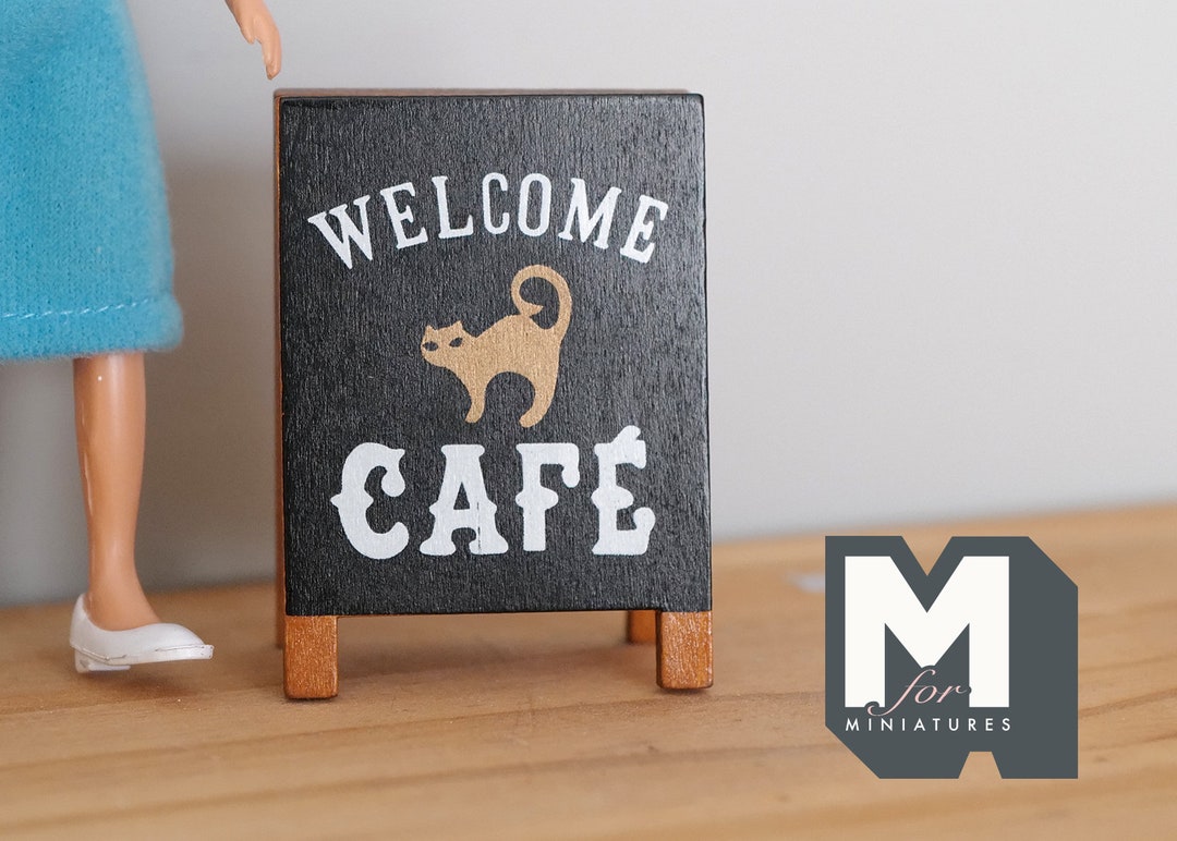 1:12 Dollhouse Miniature Cafe Folding Floor Sign Coffee Shop Floor Sign ...