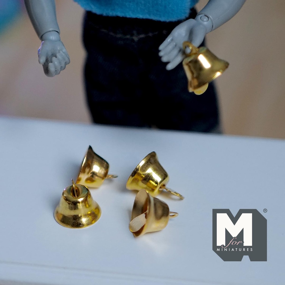 Dollhouse Christmas Bells , Miniature Bells Set of 5 , Metal Jingle ...