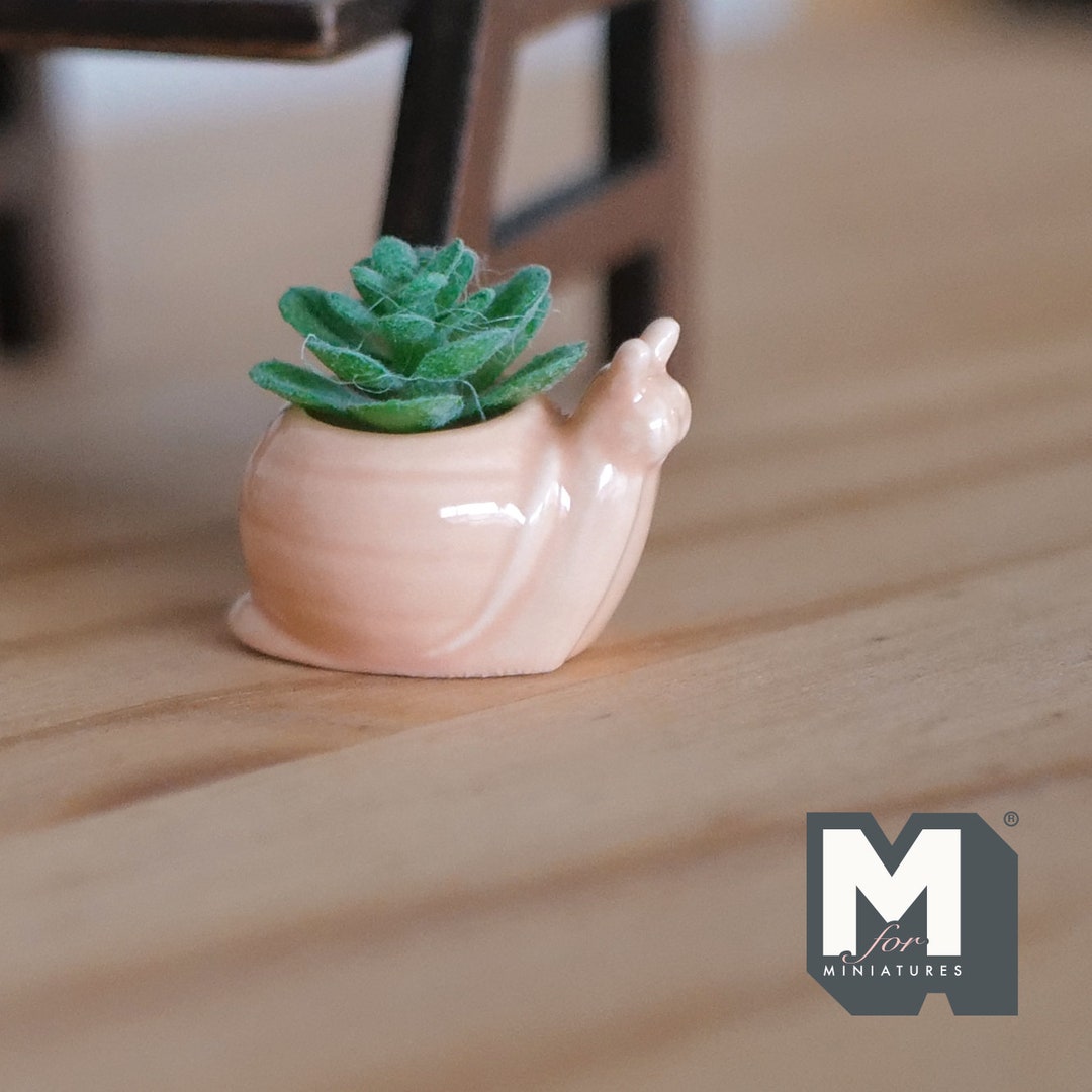 1:12 Miniature Ceramic Snail Planter Flower Pot 1 Inch Scale Dollhouse ...