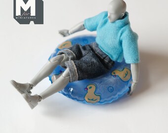 Miniature Round Pool Float 1:12 Scale Dollhouse Swimming Pool Tube ...