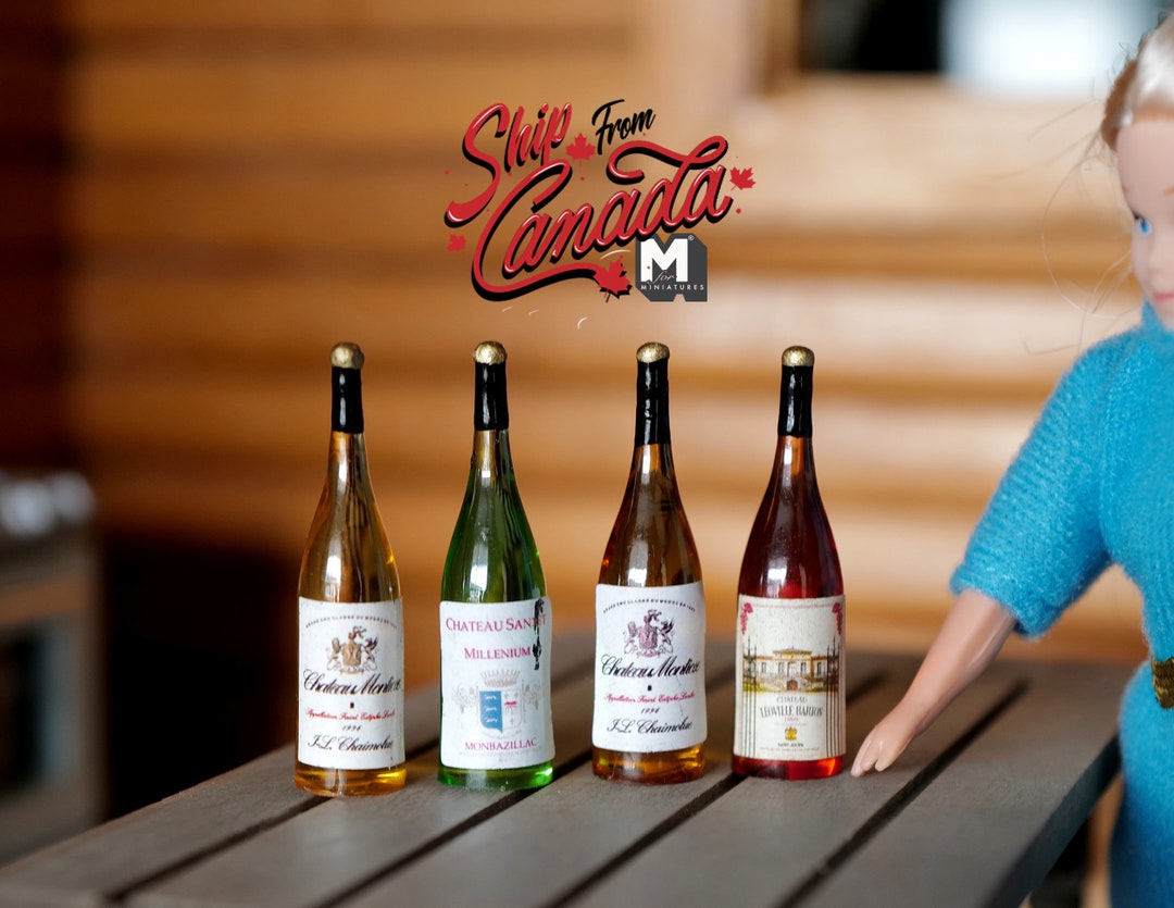 1:12 Dollhouse Miniature White Wine Bottles Set of 4 - B023 - Etsy