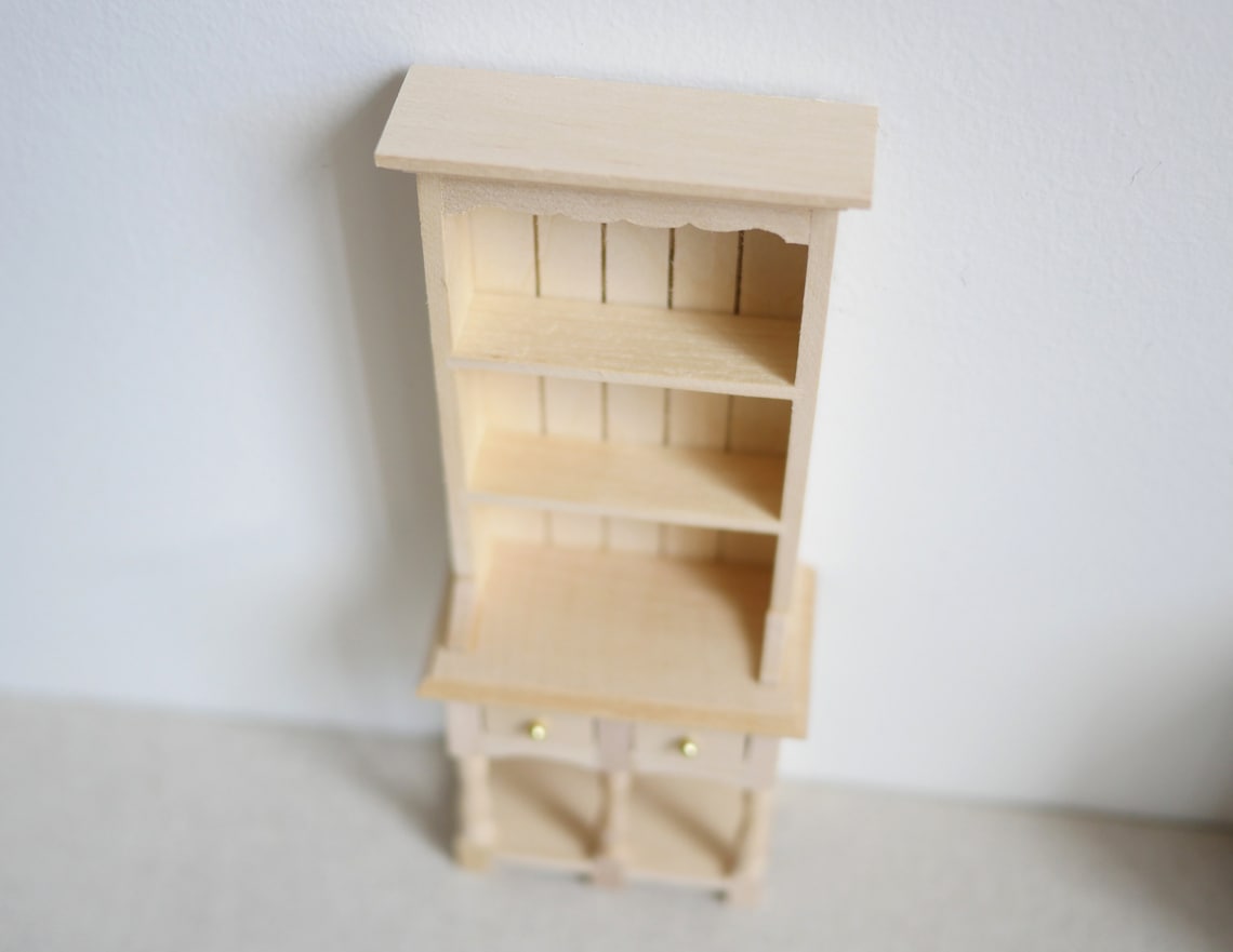 Dollhouse Miniature Unfinished Wood Cabinet Bookshelf Dolls - Etsy