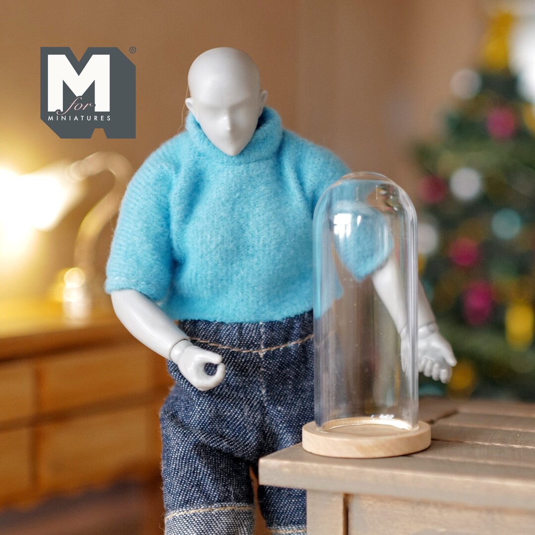 Miniature Glass Dome With Wood Base 1:12 Scale Dollhouse Supplies ...