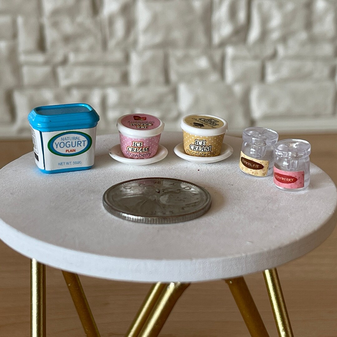Assorted 1:12 Miniature Ice Cream and Plates Set of 7 - E017 - Etsy