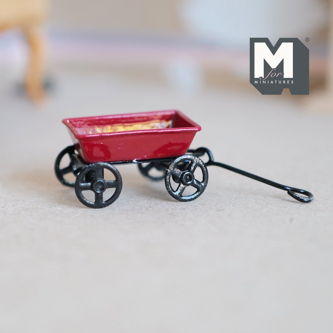 Dollhouse Pulling Cart 1:12 Scale Metal Pull Wagon (red) - H032 - Etsy