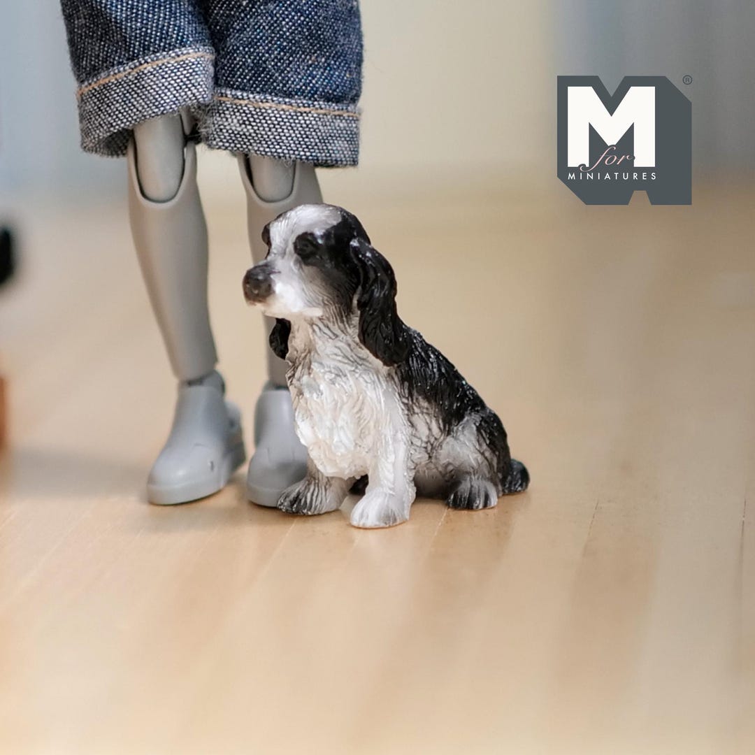 Miniature Sitting Spaniel 1:12 Scale Springer Spaniel 1-7/16 Inch Tall ...