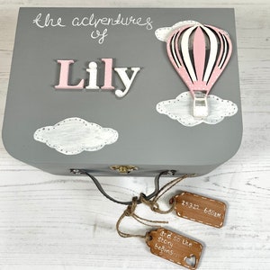 Baby Girl Keepsake Box, Girl Memory Box, Childrens Wooden Suitcase Box ...