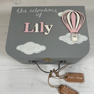 Baby Girl Keepsake Box, Girl Memory Box, Childrens Wooden Suitcase Box ...